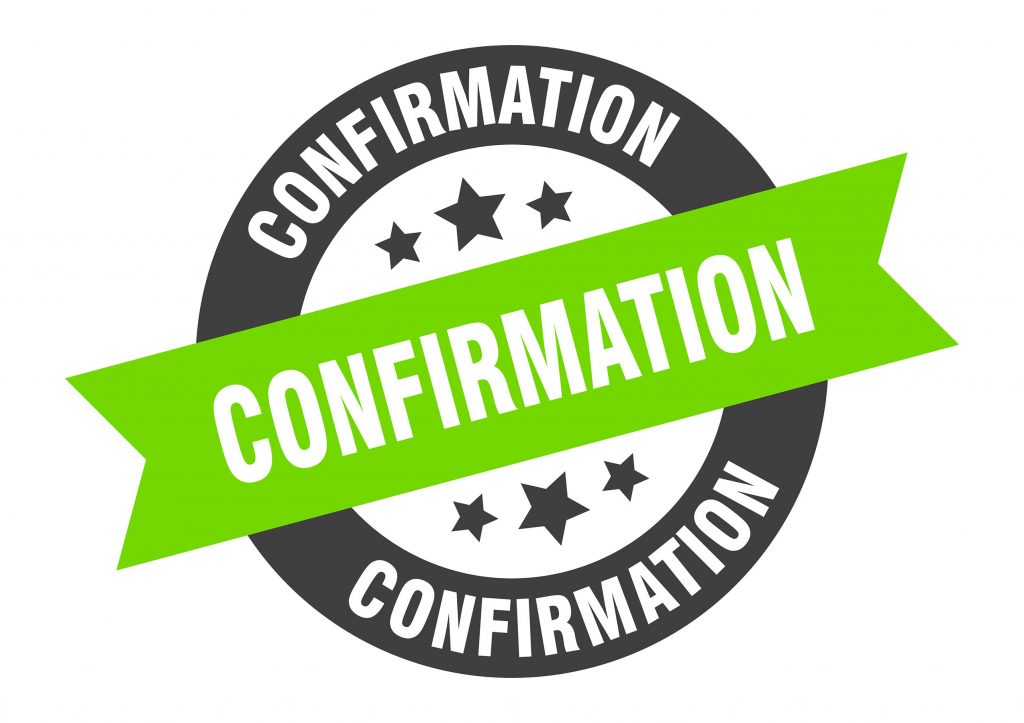 confirmation sign. round ribbon sticker. isolated tag | Power Sponsorship